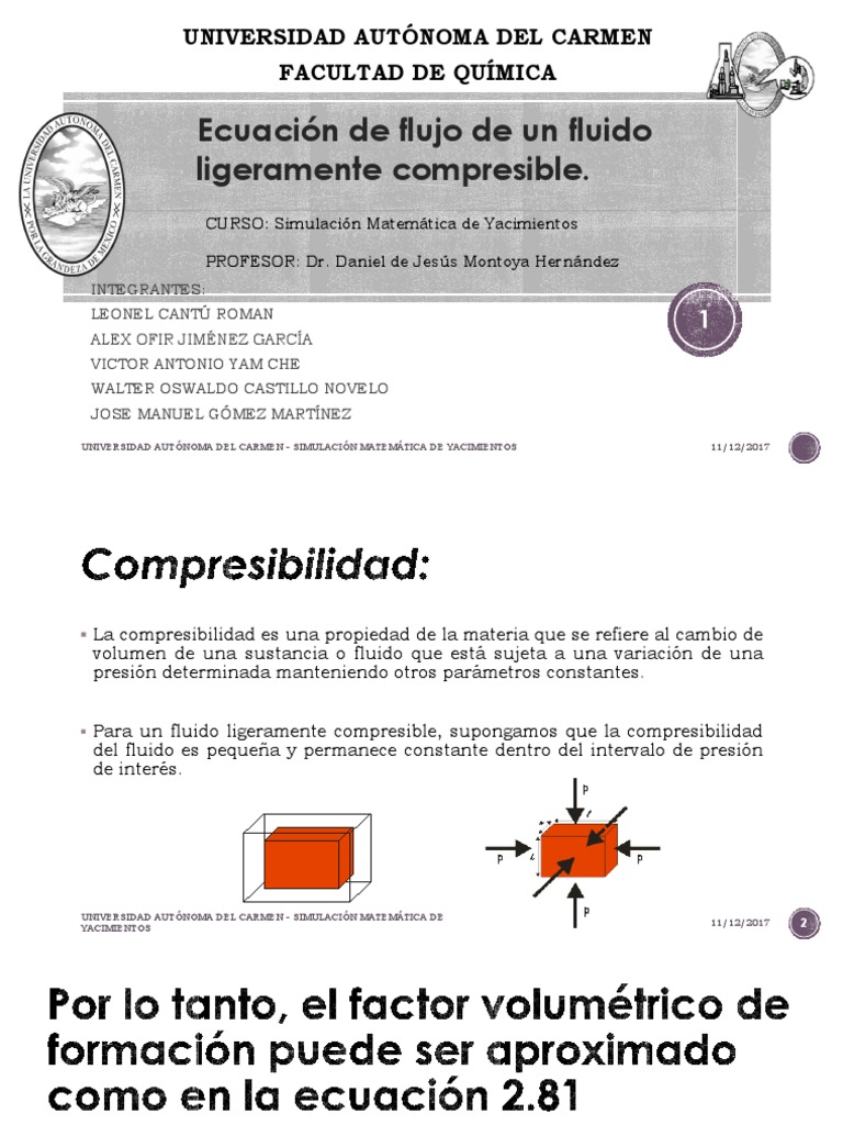 Flujo de Fluidos en Medios Porosos - Flujo Ligeramente Compresible ...