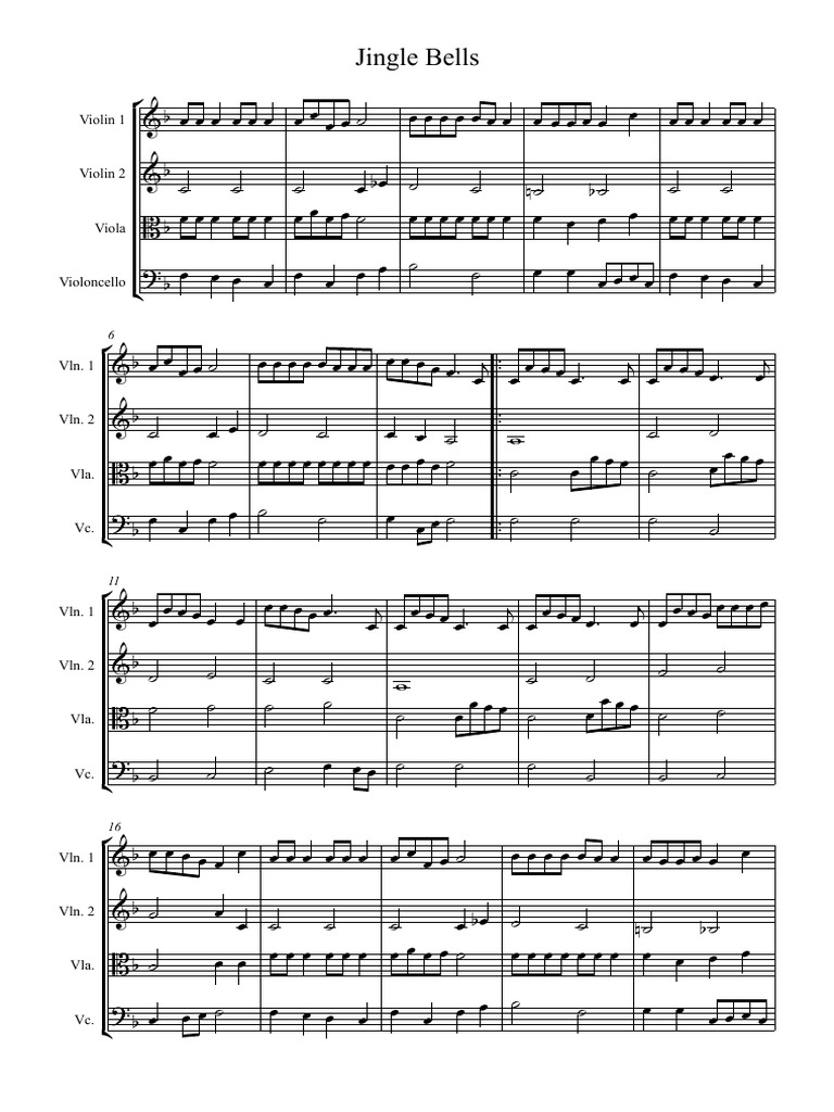 Jingle Bells String Quartet | PDF | Chordophones | Musique baroque