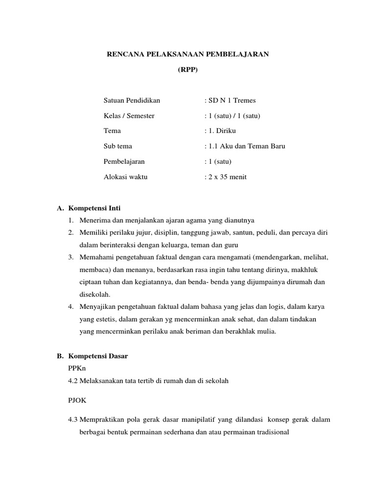 Tema Diriku Sub Tema Aku Dan Teman Baru PB (-1) | PDF | Karier ...
