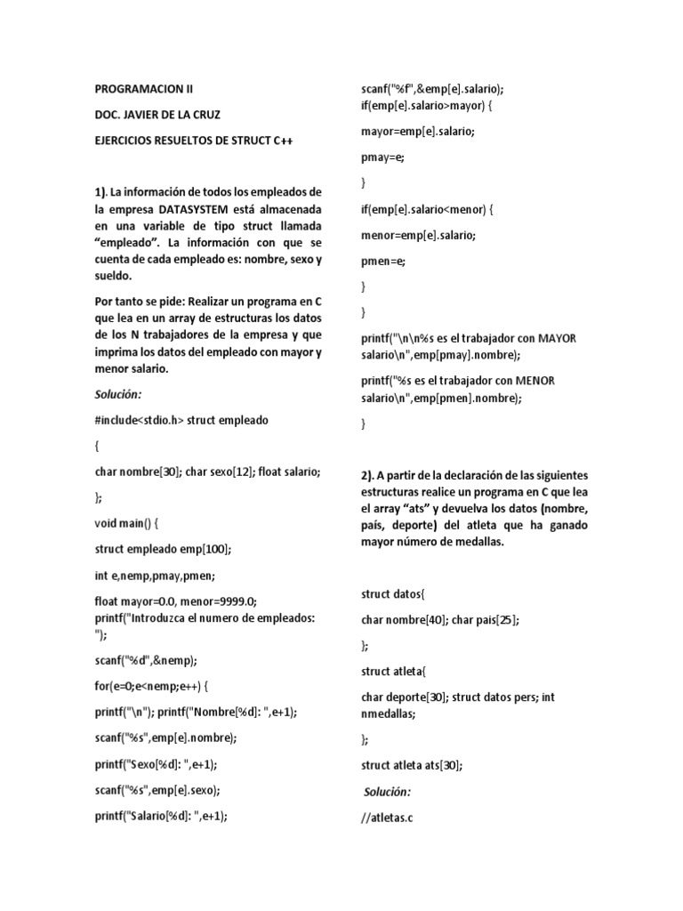 Struct Programacion II | PDF | C ++ | Algoritmos y Estructuras de Datos