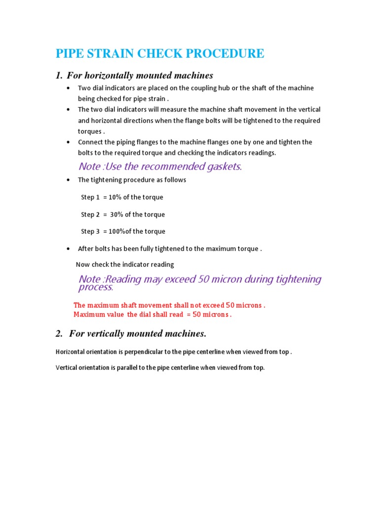 Pipe Strain Check Procedure | PDF