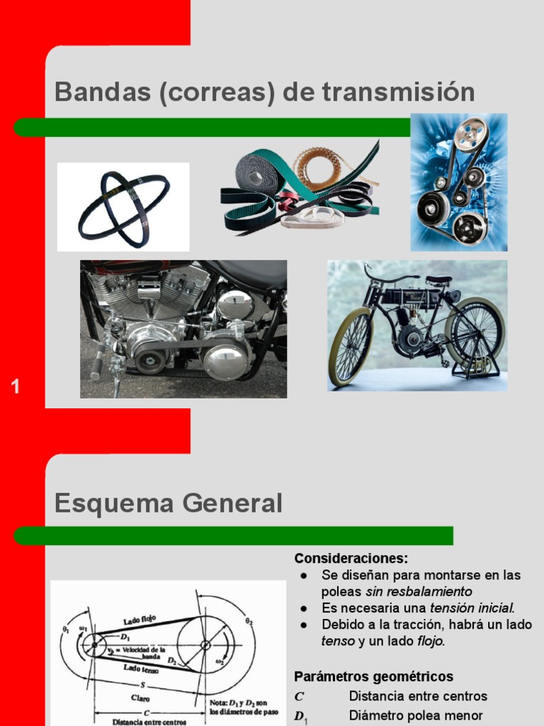 Bandas (Correas) de Transmisión | PDF | Transmisión (Mecánica) | Engranaje