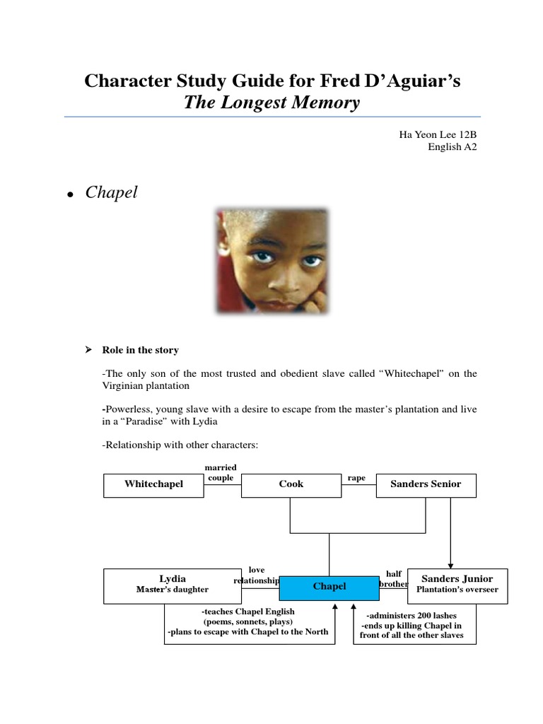 Character Study Guide Chapel - The Longest Memory | PDF | Poetry