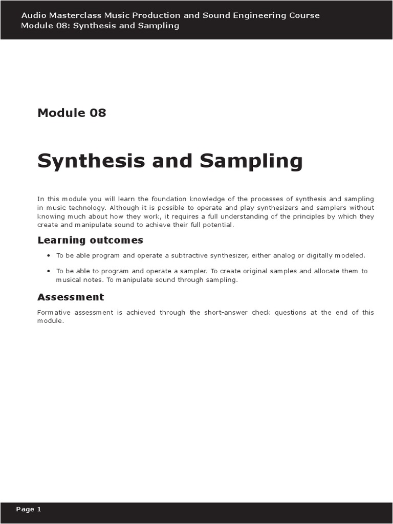 Module 08 - Synthesis and Sampling | PDF | Synthesizer | Sampling ...