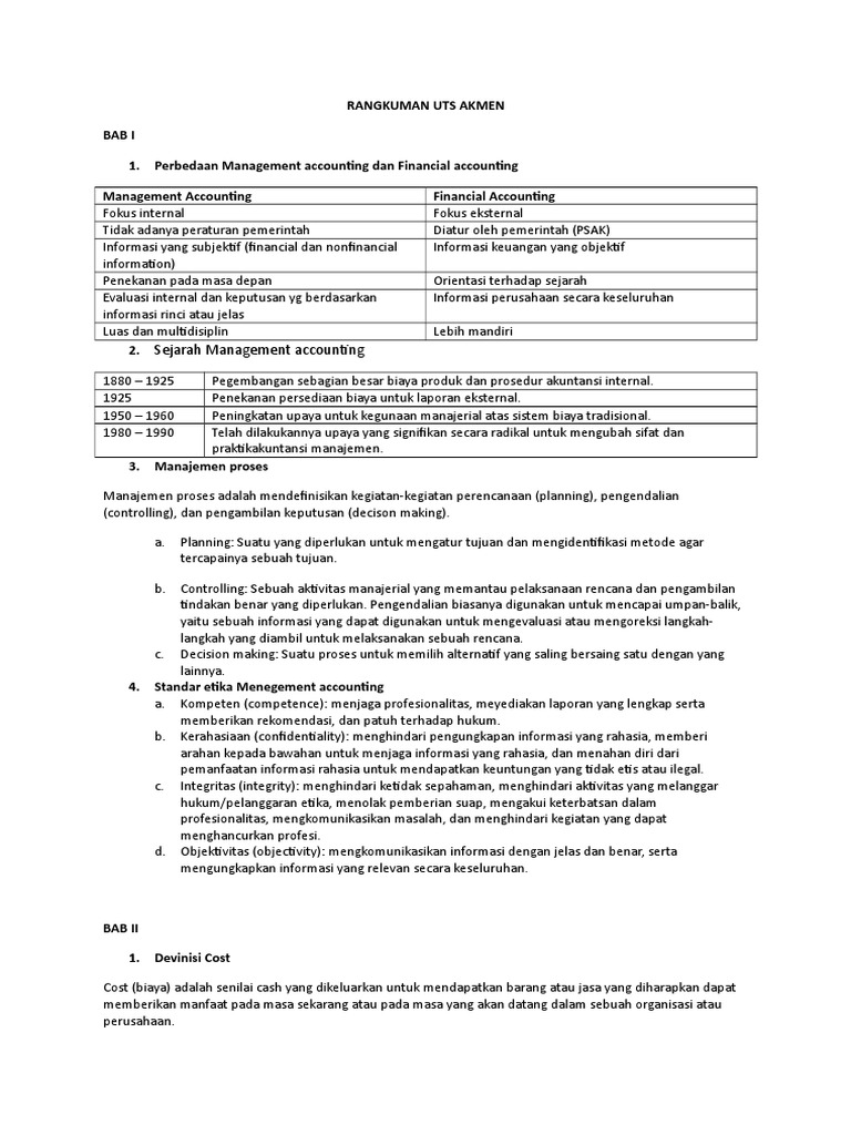 Rangkuman UTS Akmen | PDF