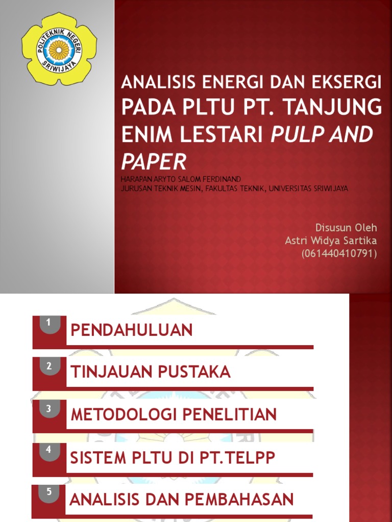Analisis Energi Dan Eksergi PT - Telpp | PDF