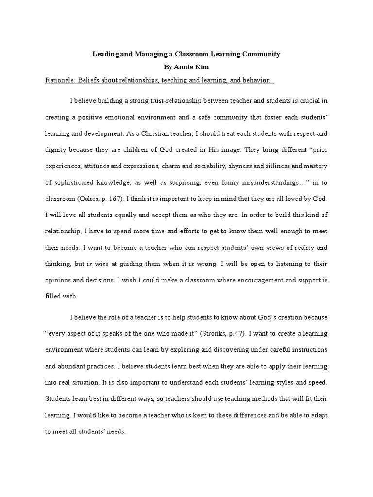 3leading and Managing A Classroom Learning Community | PDF | Motivation ...