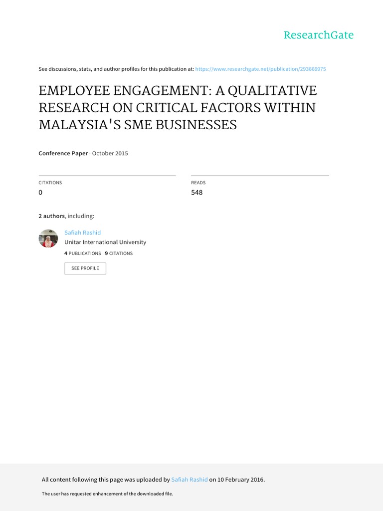 Employee Engagement: A Qualitative Research On Critical Factors Within ...