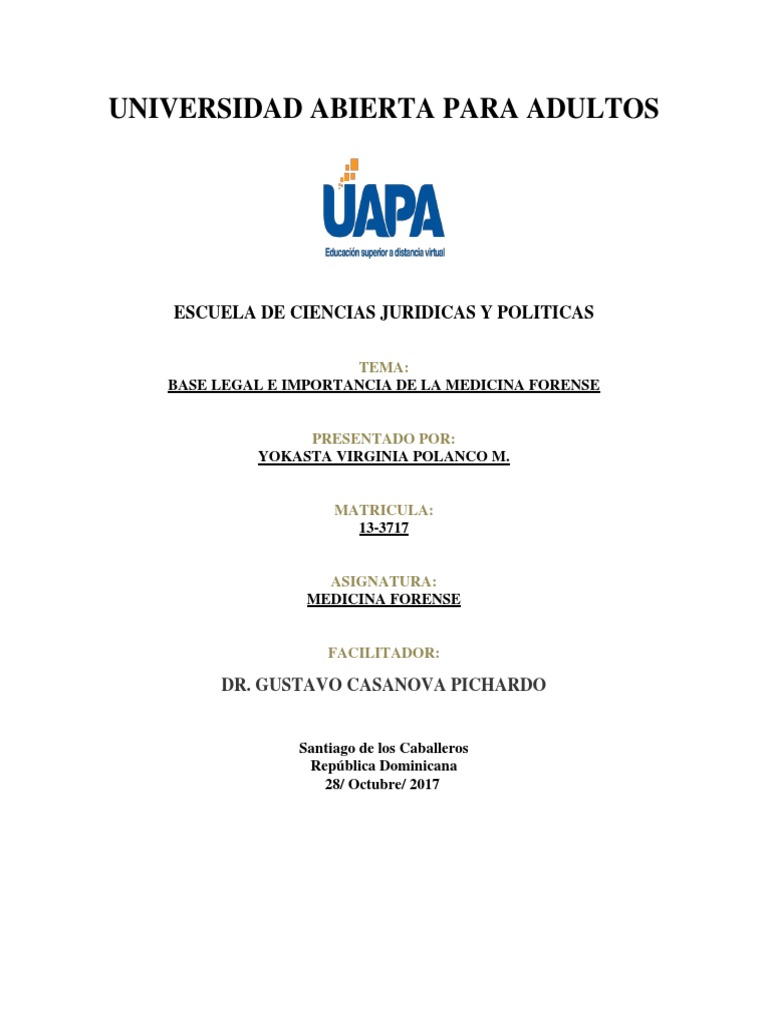 Importancia y Base Legal de la Medicina Forense | PDF | Jurisprudencia ...