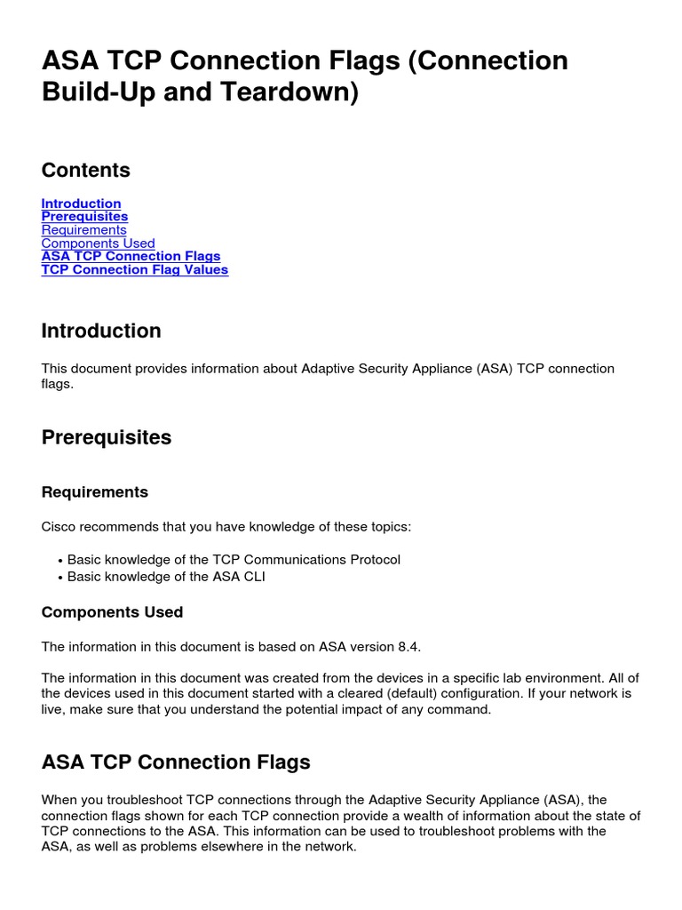 Asa TCP Flag | PDF | Transmission Control Protocol | Internet Architecture