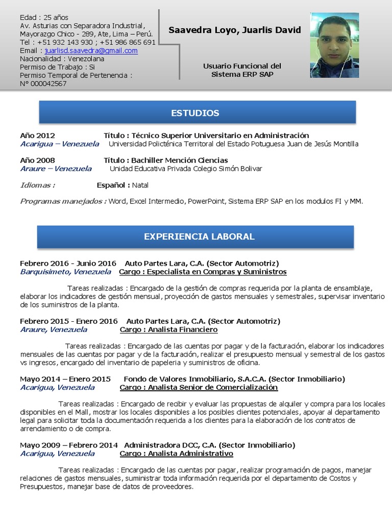 Curriculum Vitae | PDF | Venezuela | Business