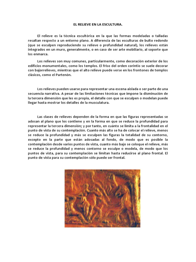 Los diferentes tipos de relieve en la escultura y sus características ...