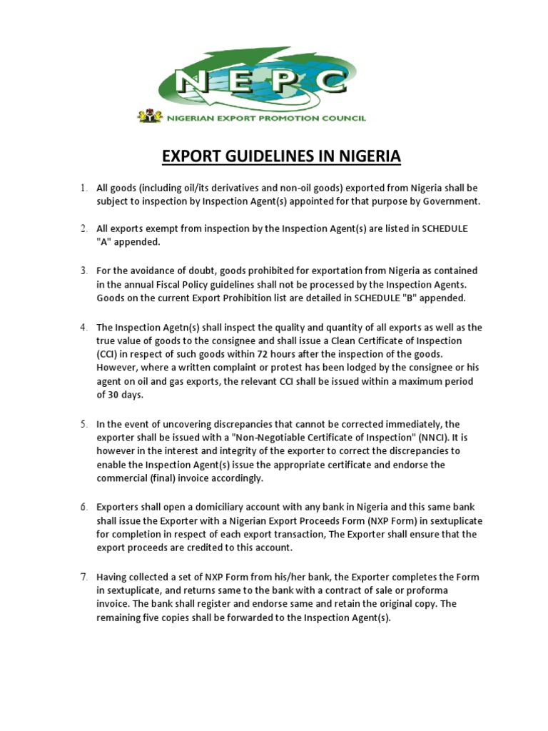 Export Guidelines in Nigeria PDF | PDF | Nigeria | Natural Gas