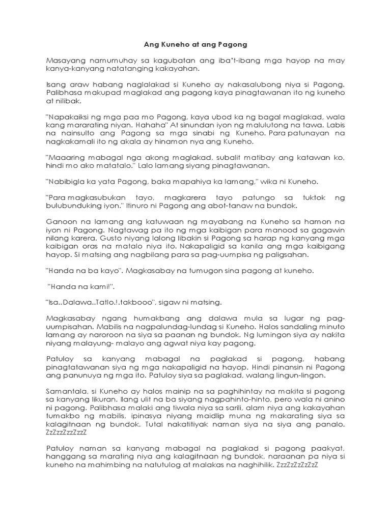 Ang Kuneho at Ang Pagong | PDF