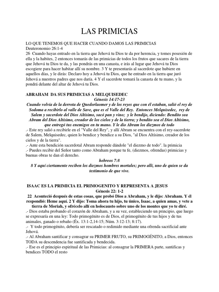 Las Primicias | PDF | Abrahán | Biblia