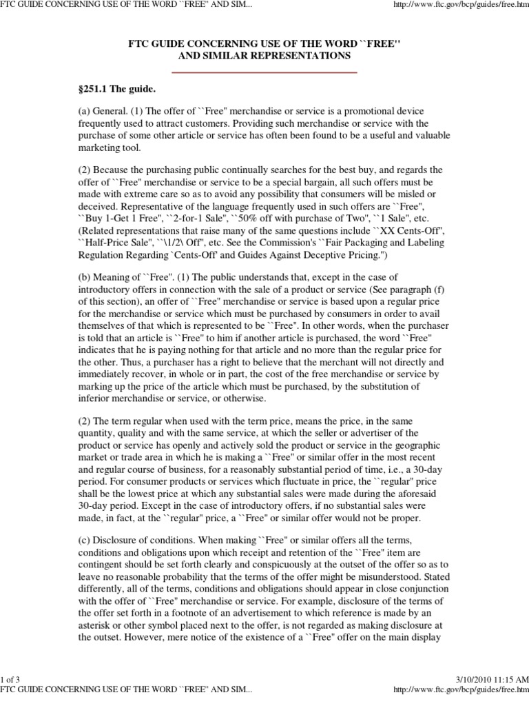 Guidelines for Using Terms Like 'Free' in Marketing: FTC Guidance on ...