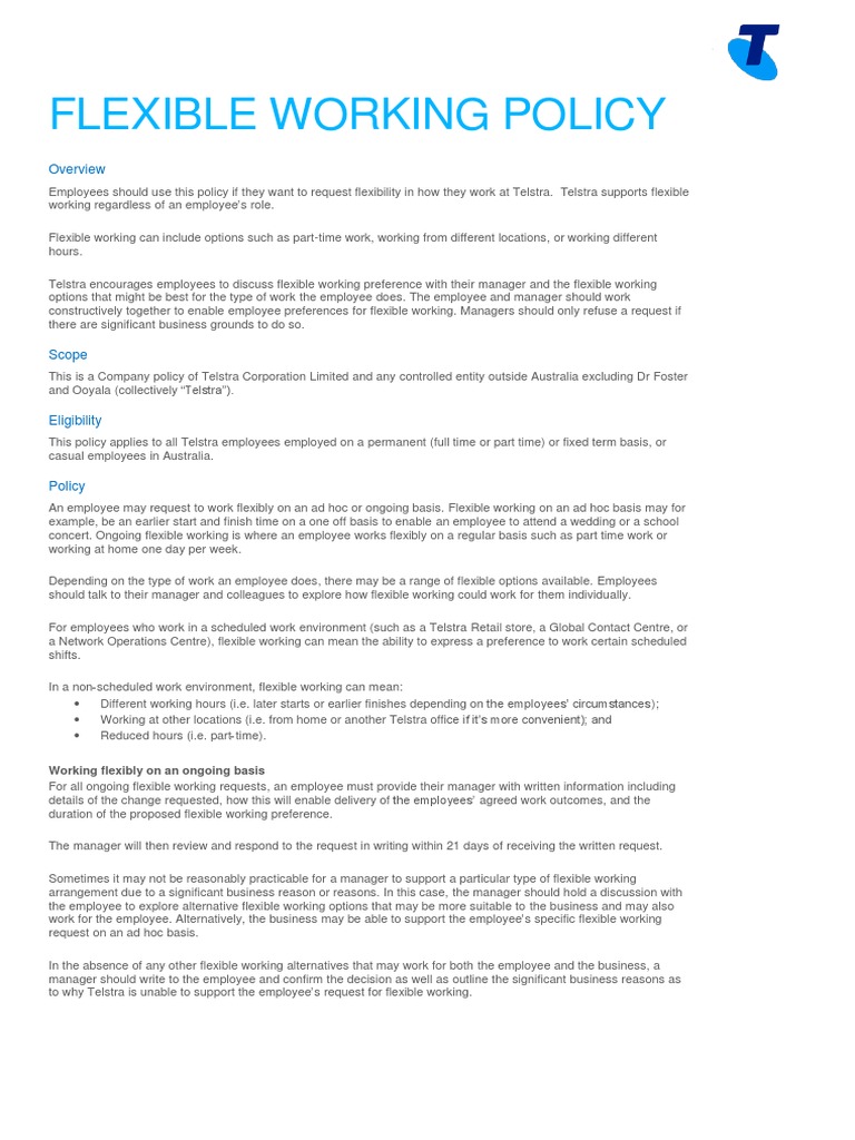 Flexible Working Global Policy and Process | PDF | Part Time Contract ...