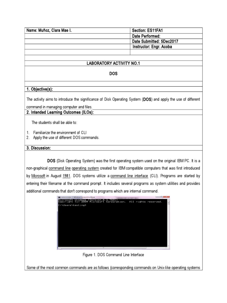 Cpe 001 Lab Activity No 1 | PDF | Command Line Interface | Dos
