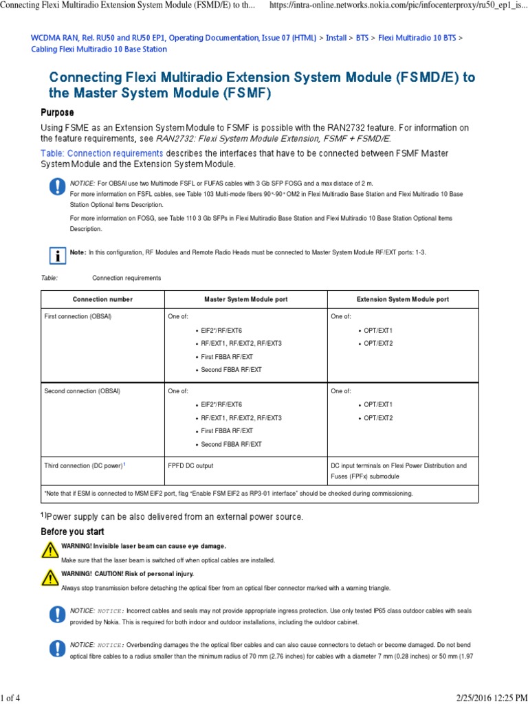 Connecting Flexi Multiradio Extension System Module (FSMD - E) To The ...