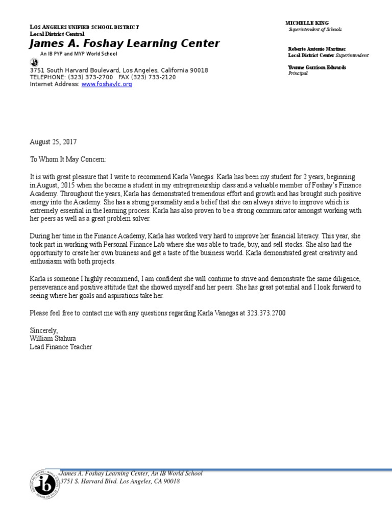 Recommendation Letter2 | PDF