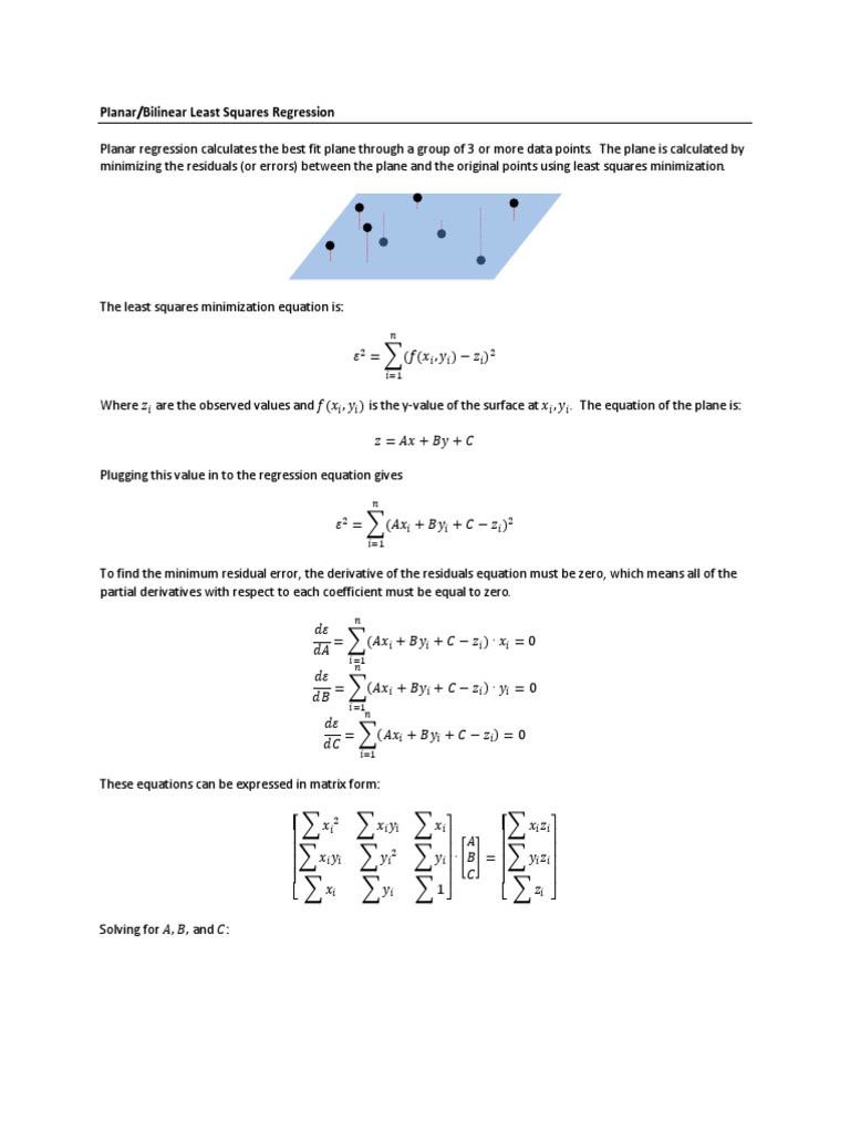 Planar/Bilinear Least Squares Regression | PDF | Errors And Residuals | Least Squares