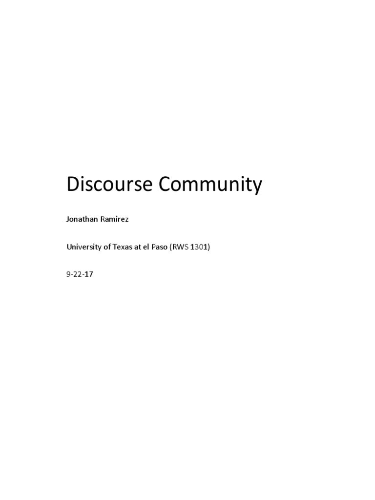 Discourse Community Research Paper | PDF | Rhetoric | Discourse