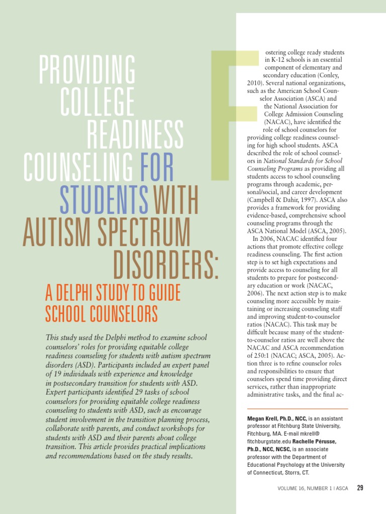 College Readiness for Students with ASD | PDF | School Counselor ...