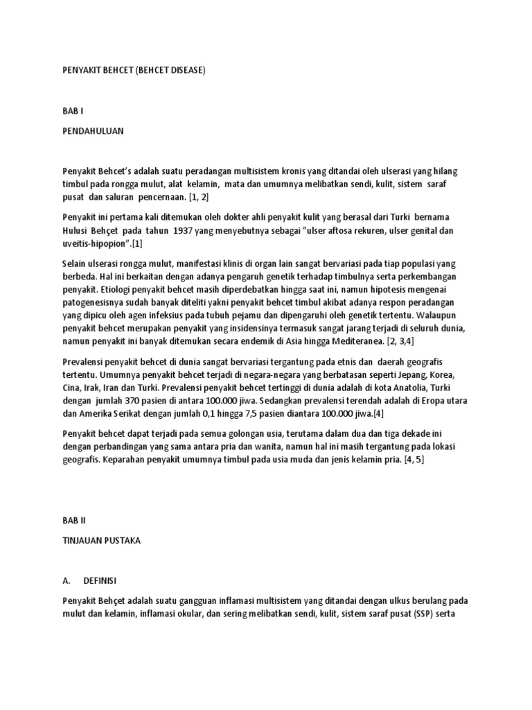 Penyakit Behcet: Gejala dan Epidemiologi | PDF