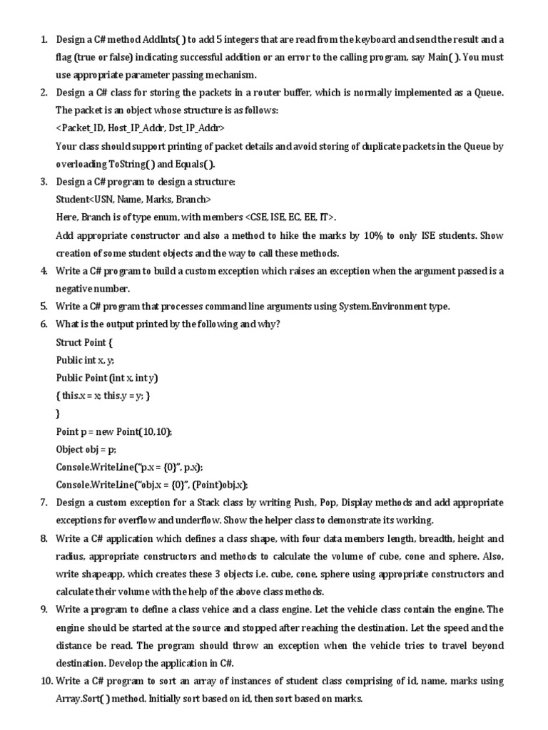 C Assignment 1 Pdf C Sharp Programming Language Parameter Computer Programming