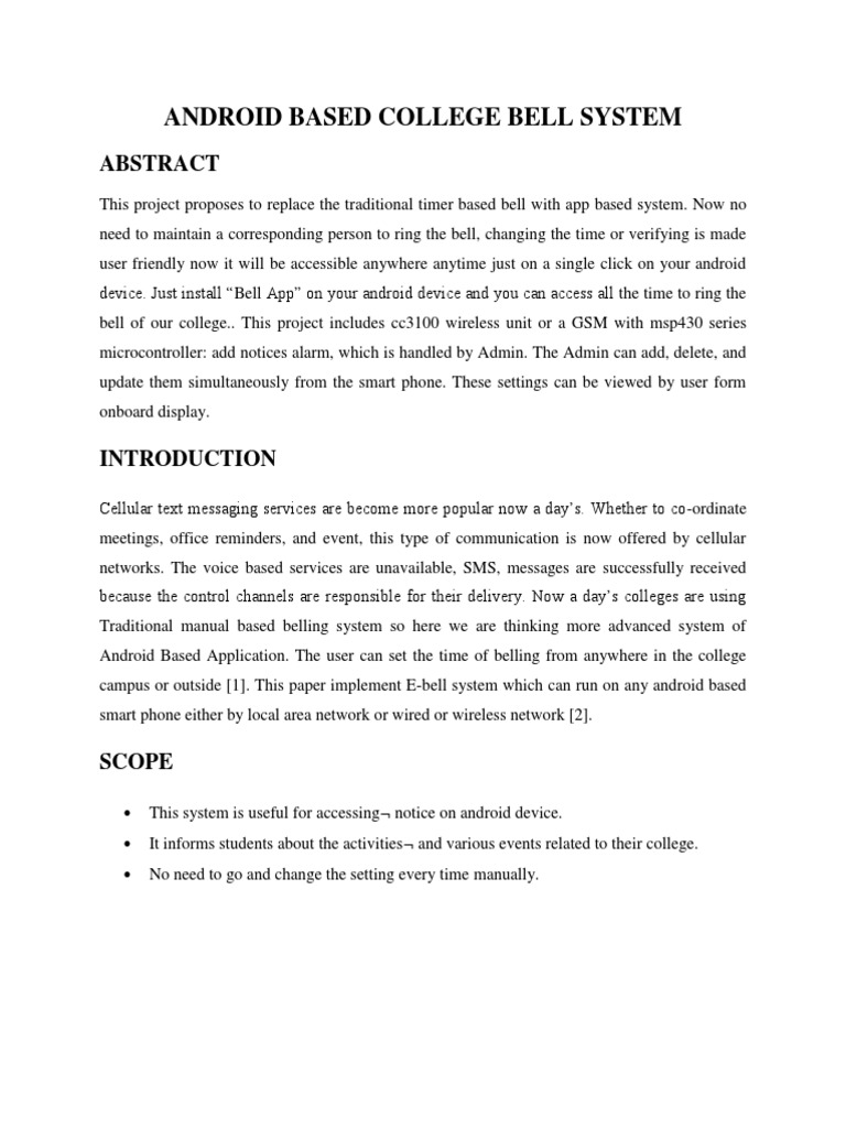 Android Based College Bell System | PDF | Android (Operating System ...