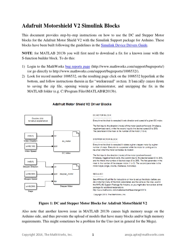 Dc Motor Control Using Simulink And Adafruit Morot Shield Pdf Matlab Directory Computing