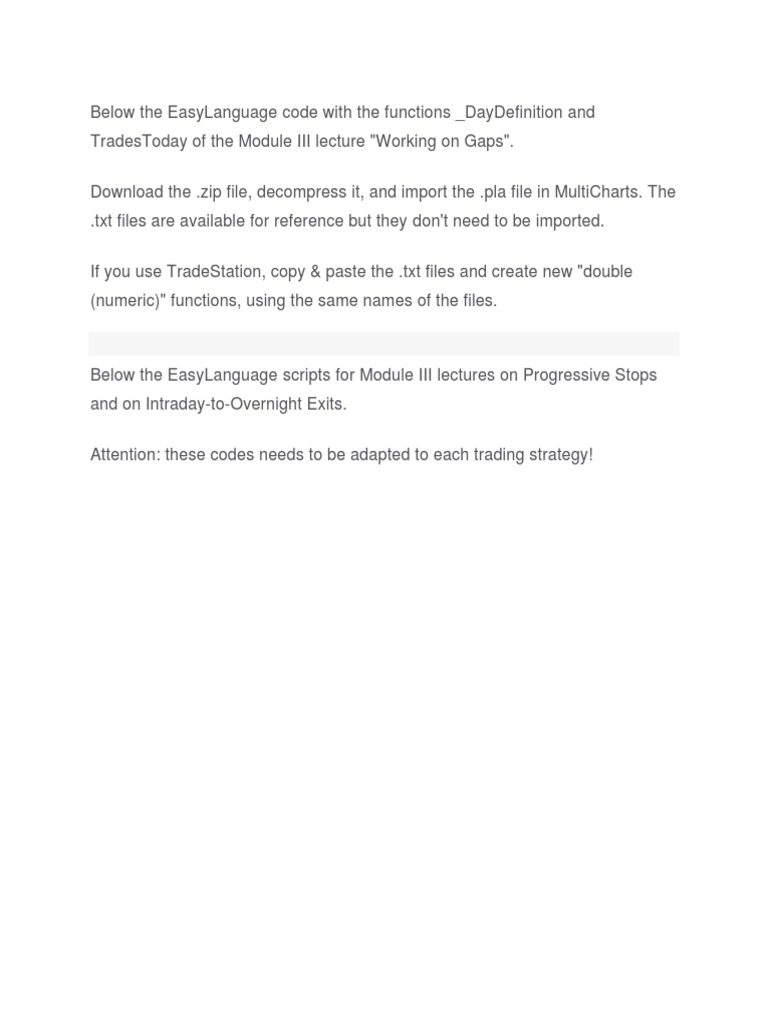 Module III - EasyLanguage Scripts | PDF