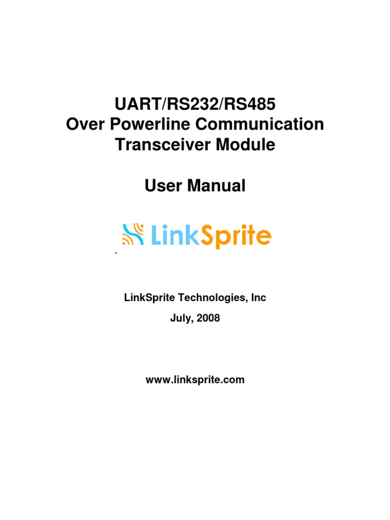 User Manual for LinkSprite Technologies' UART/RS232/RS485 Over Powerline Communication ...