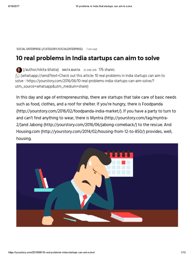 10 Problems in India That Startups Can Aim To Solve | PDF | Sanitation ...