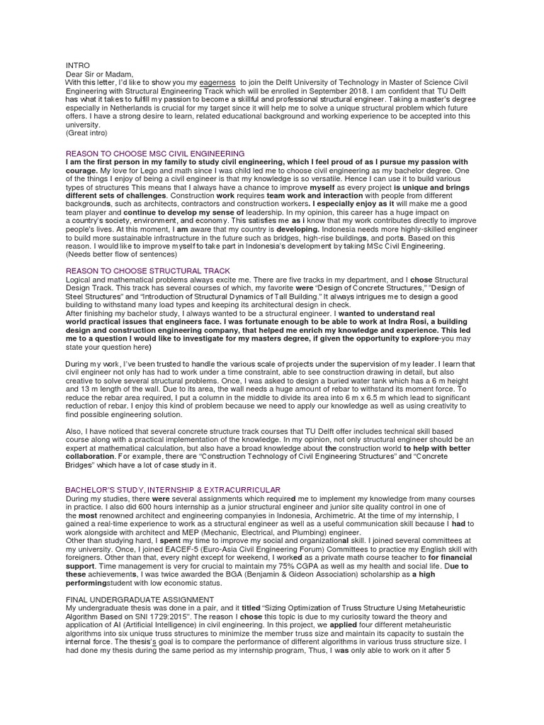 Sop | Engineering | Civil Engineering