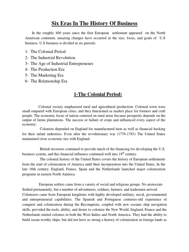 Six Eras in The History of Business | PDF | Brand | Marketing