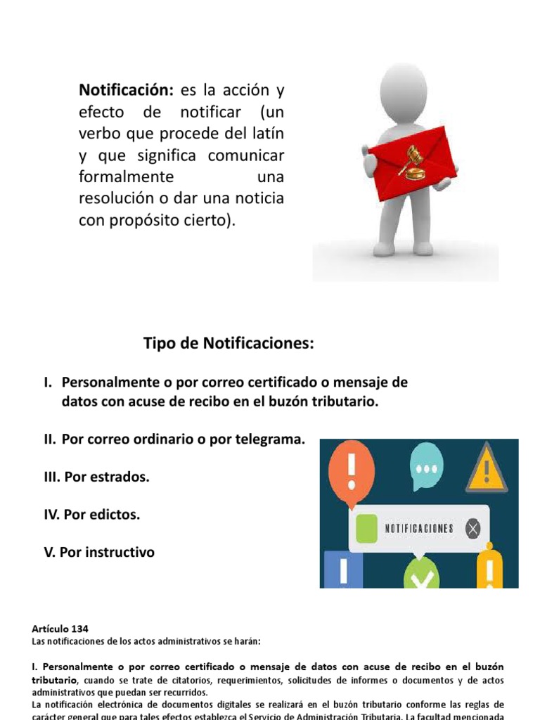 Tipos y Efectos de Notificaciones Tributarias | PDF | Correo | Pagos