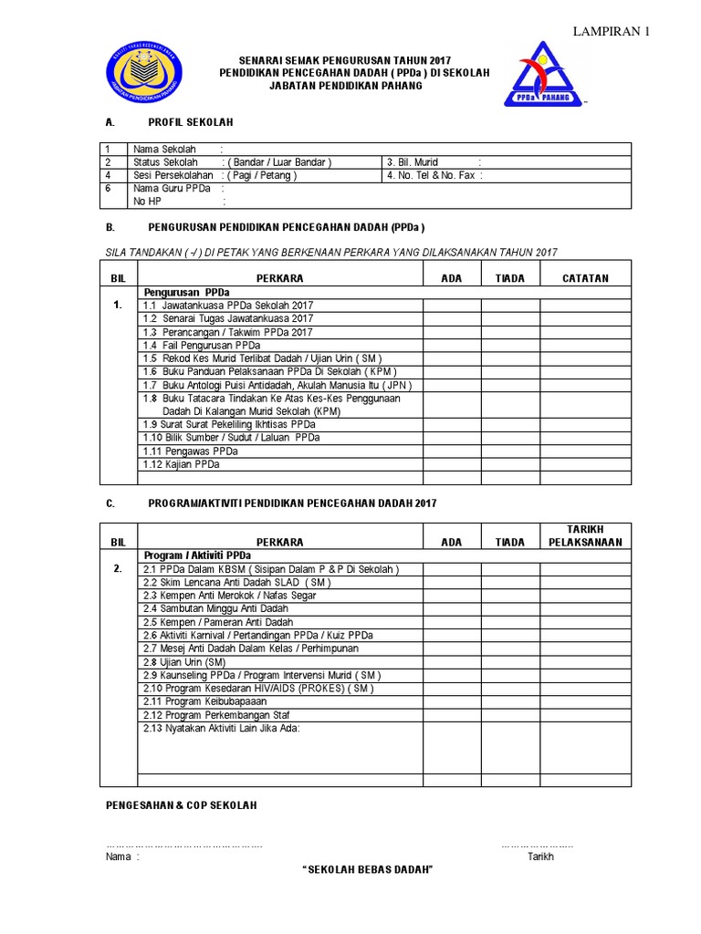 Senarai Semak Pelaksanaan Ppda 2017 | PDF
