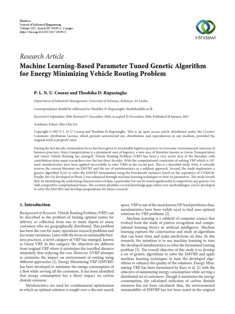 Machine Learning Based Parameter Tuned Genetic Algorithm Pdf Metaheuristic Machine Learning 