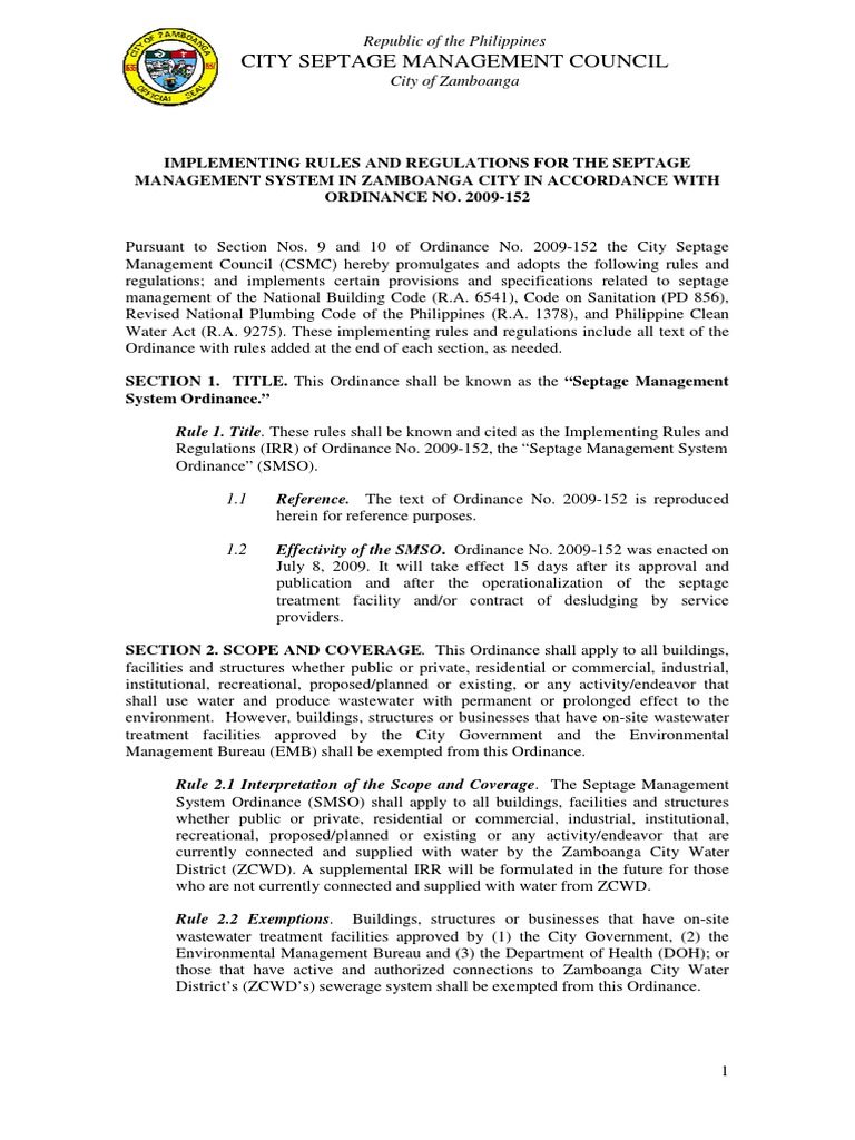 Septage Management IRR Zamboanga | PDF | Septic Tank | Sewage