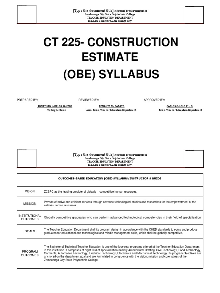 CT 225 Syllabus | PDF | Concrete | Mortar (Masonry)