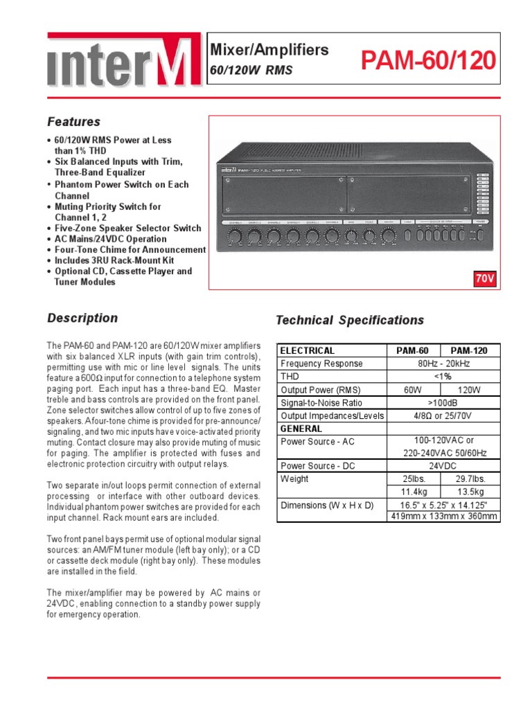 Interm Pam 120 | Download Free PDF | Equalization (Audio) | Amplifier