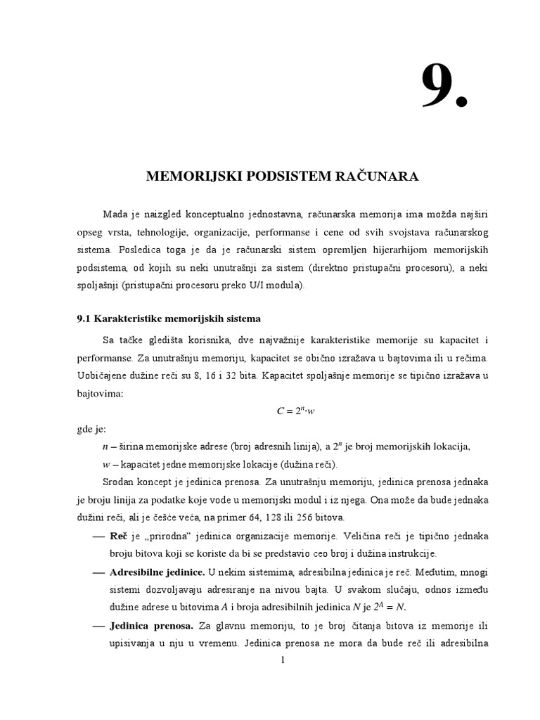 Vezba 9 Memorijski Podsistem Racunara | PDF