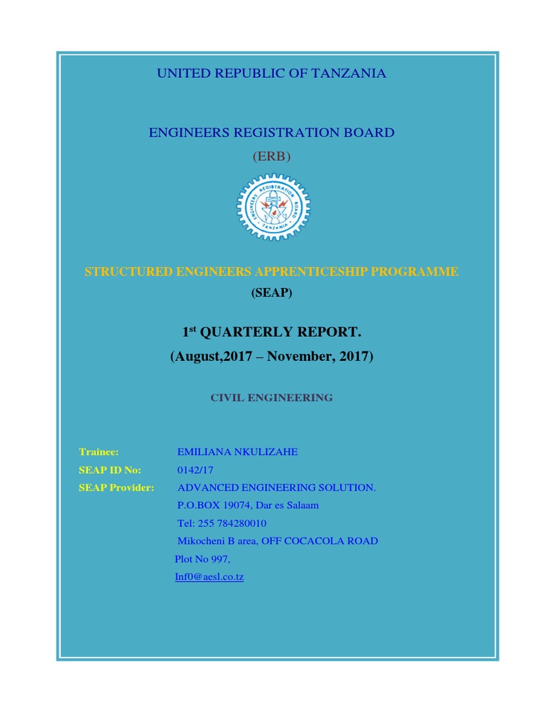 Tanzania SEAP Quarterly Report Civil Engineering Training | PDF ...
