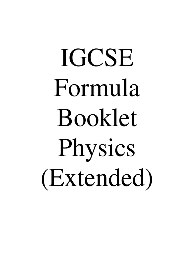 IGCSE (Physics Formula Booklet) PDF | PDF