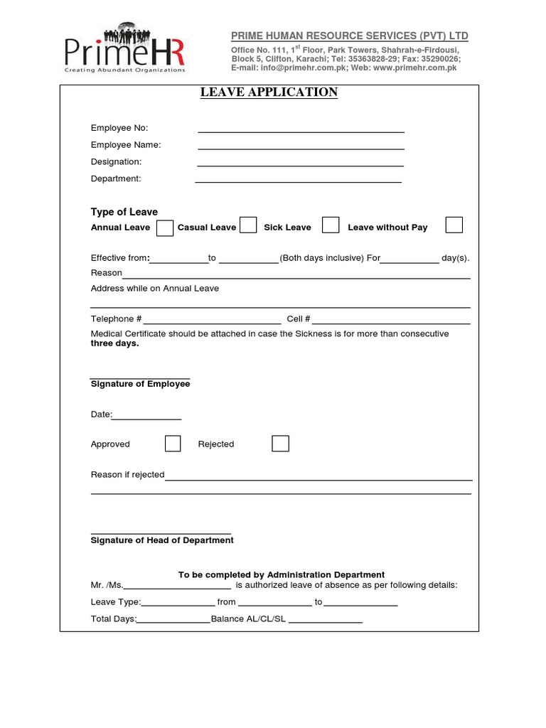 Leave Application Form (New Form)