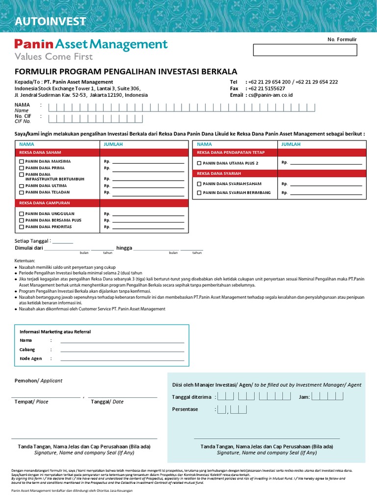 Formulir Pengalihan Investasi Berkala | PDF | Pengelolaan Keuangan & Uang
