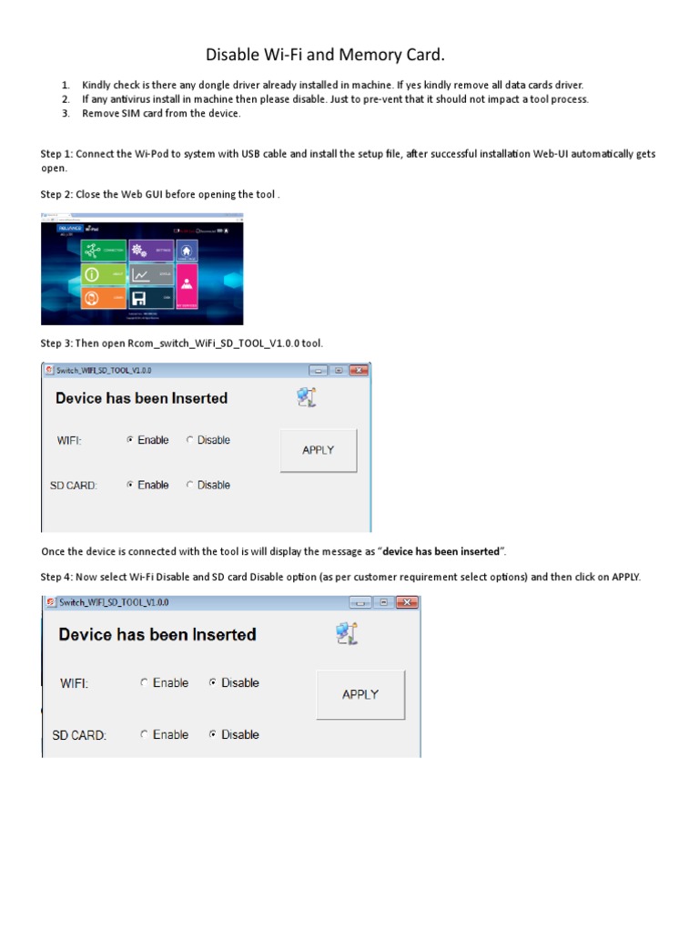 Wi-Fi and SD Card Disable Tool - Process Guide | PDF | Wi Fi | Secure ...