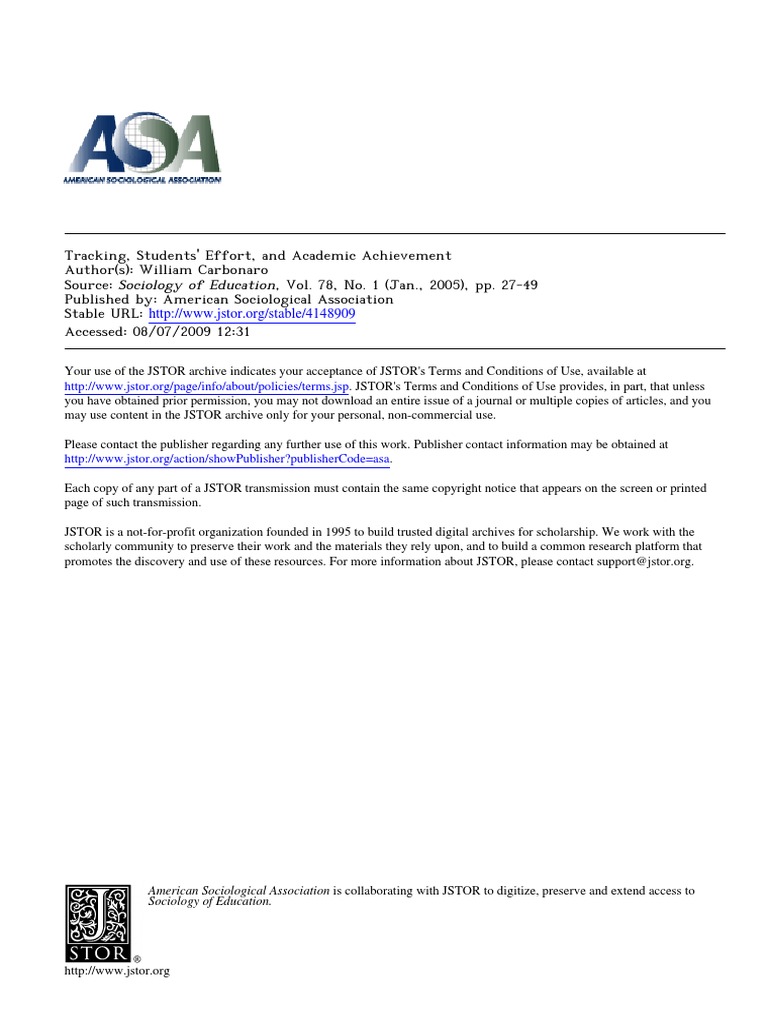 Tracking, Students' Effort, and Academic Achievement | PDF | Standard Error