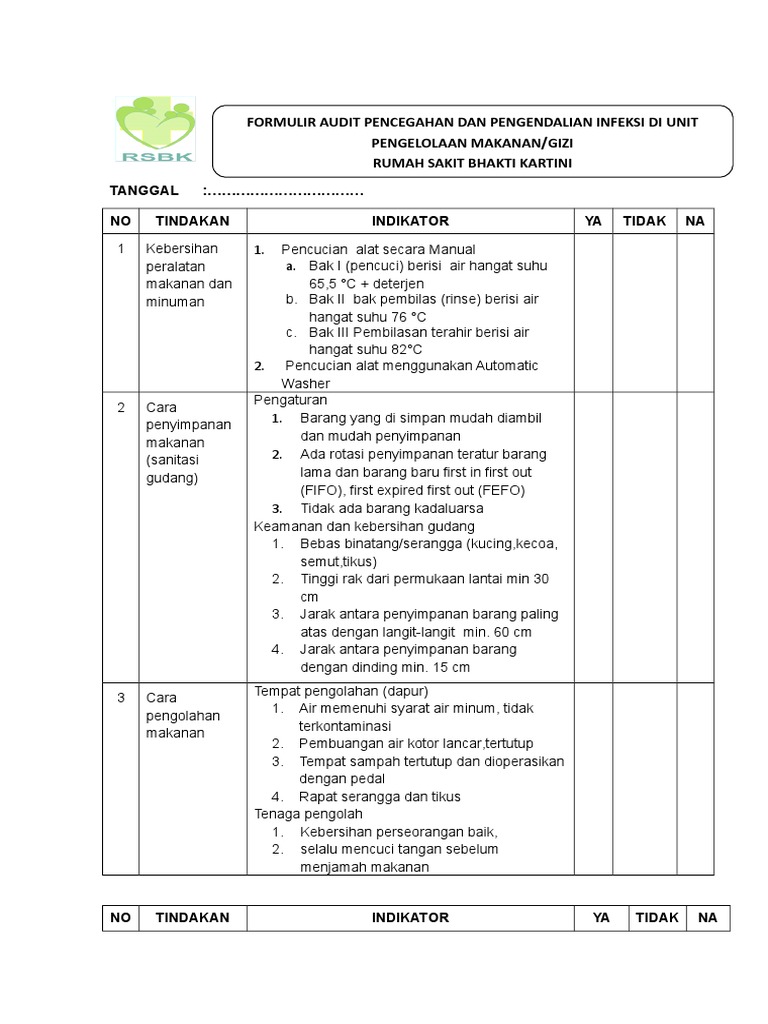 Form Audit Ppi Gizi | PDF